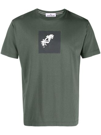 Stone Island T-Shirt mit Kompass-Print - Gr&uuml;n