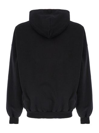 Balenciaga Womens Oversized Black Hoodie With Logo Print Cotton Sweatshirts Sweater