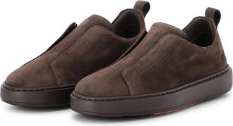 Santoni Low-Top Sneaker - Sneaker Con Logo - Gr. 10 - in Braun - f&uuml;r Damen