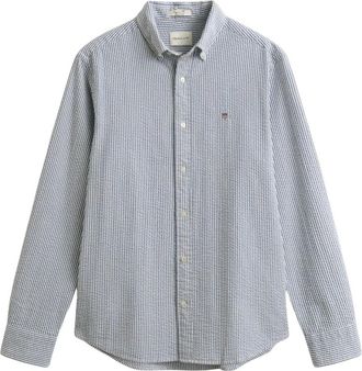 GANT Homme, Chemises, Bleu, Taille: L Chemise &agrave; rayures seersucker coupe classique
