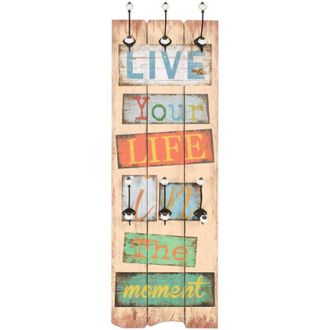 vidaXL Wandgarderobe mit 6 Haken 120 x 40 cm live life Vidaxl