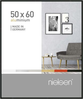 Nielsen Design Bilderrahmen, 50 x 60 cm, Aluminium, Schwarz glanz, Posterrahmen zum Aufh&auml;ngen im Hoch- & Querformat, Echtglas, Pixel