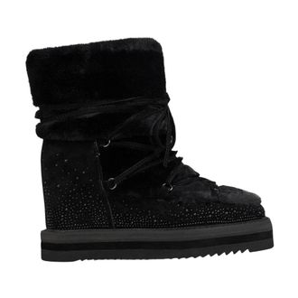 Alma En Pena Schn&uuml;rstiefelette mit Fell - - Shoes - Damen - Schwarzk - 40 EU