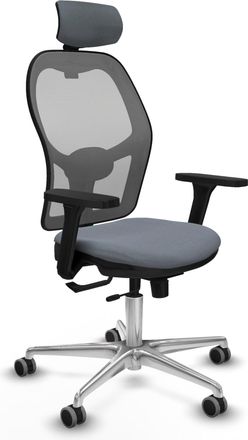 Piqueras y Crespo Ergonomischer B&uuml;rostuhl mit 3D-Armen, h&ouml;henverstellbare Lendenwirbelst&uuml;tze und h&ouml;henverstellbares Kopfteil, Grau/Grau
