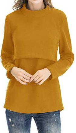 Smallshow Hauts dAllaitement en Molleton V&ecirc;tements dAllaitement &agrave; Manches Longues pour Femmes S Yellow