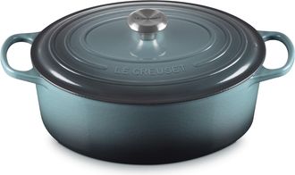 LE CREUSET Le Creuset Signature Gusseisen-Bräter mit Deckel, Ø 31 cm, Oval, Für alle Herdarten und Induktion geeignet, Volumen: 6,3 l, 5,705 kg, Ocean, 211783136