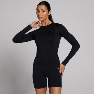MyProtein Damen Shape Nahtloses Langarm-Top - Schwarz - XXL