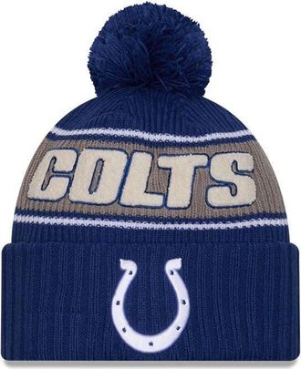 New Era Indianapolis Colts NFL 2024 Sideline Sport Knit Blau Bommelm&uuml;tze - One-Size