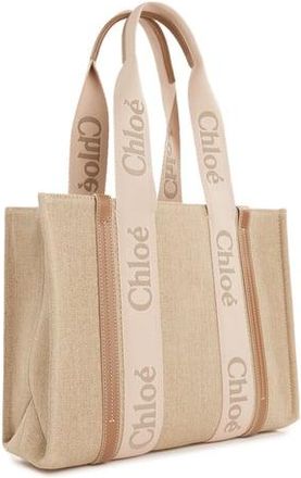 Chlo&eacute; Sac cabas Woody en cuir et toile