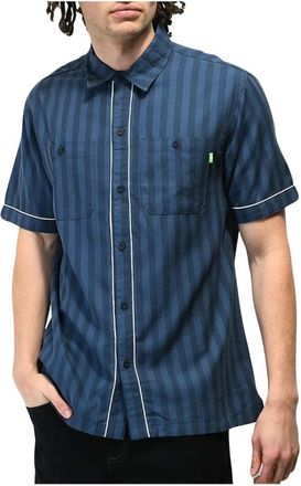 HUF Soho S/S Woven Top - Homme - Chemises - Bleu - Taille: L