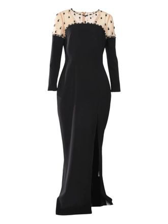 Marchesa robe longue en crêpe - Noir
