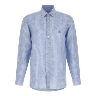 Etro Gestreiftes Leinenhemd - - Shirts - Herren - Blau - L