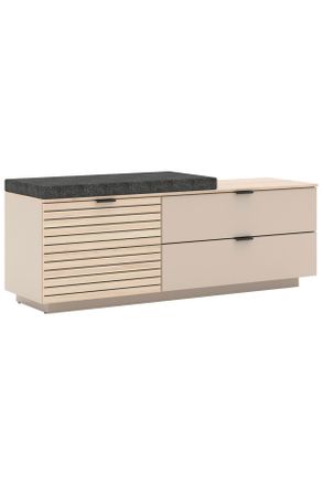 Xora Garderobenbank, Anthrazit, Eiche, Kaschmir, Metall, 1-Sitzer, 2 Schubladen, Füllung: Schaumstoff, 130x51x38 cm, Typenauswahl, Garderobe, Garderobenbän