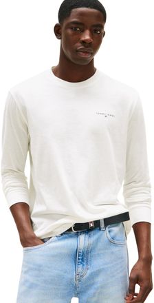 Tommy Jeans Herren Langarmshirt Slim Chest Linear aus Baumwolle, Wei&szlig; (Ecru), XXL