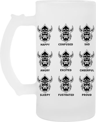 Vendax Iceland Viking Face Emotions Bierkrug Aus Glas Glass Beer Mug Cup