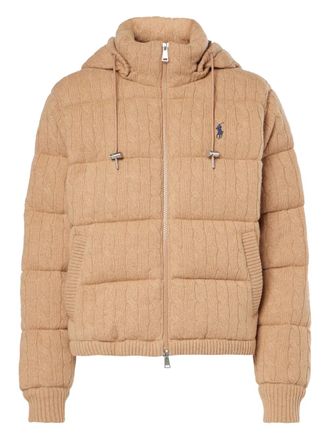 Polo Ralph Lauren doudoune en maille torsad&eacute;e &agrave; capuche - Tons neutres