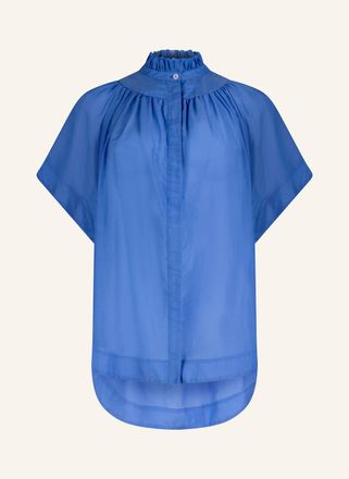 Helene Galwas Bluse Aus Baumwoll-Seiden Mischung Idis blau