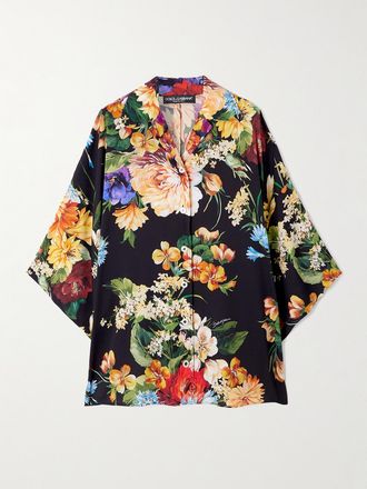 Dolce & Gabbana Chemise En Charmeuse De Soie Mélangée À Imprimé Fleuri - Multicolore