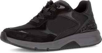 Gabor Damen Low-Top Sneaker, Frauen Sneaker,elastisch,gepolstert,polsterung,feminin,pink,Wide-fit,h-Weite,Leder-Sohle,Gold,schwarz,37.5 EU / 4.5 UK