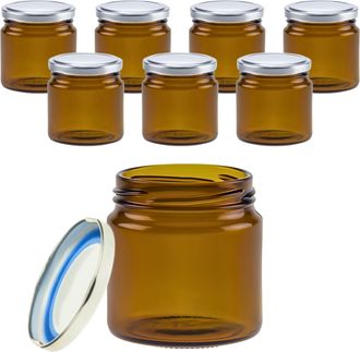 mikken Art 8 Einmachgl&auml;ser 215ml braun mit Deckel PVC-frei und Etiketten