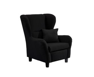 Lifestyle4Living Moderner Ohrensessel - Gro&szlig;e Auswahl an Stoffen und Farben - Gem&uuml;tlicher Designer-Sessel im eleganten Landhaus-Stil, Schwarz