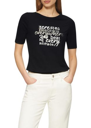 s.Oliver Elastisches T-Shirt mit Frontprint im Slim Fit