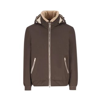 Brunello Cucinelli Kapuzenjacke mit Shearling-Kragen - - Jackets - Herren - Braun - XL