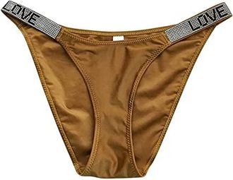 Generic String Femme Sexy Chic String Tanga sans Couture Impression Et Strass Culottes Invisible Coton sous-V&ecirc;Tements Taille Taille Basse Shorties Lingerie Un