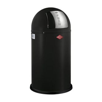 WESCO Wesco Poubelle Pushboy de couleur noir mat, t&ocirc;le dacier rev&ecirc;tue par pulv&eacute;risation, volume de 50 litres, grand rabat en acier inoxydable, r&eacute;cipient int
