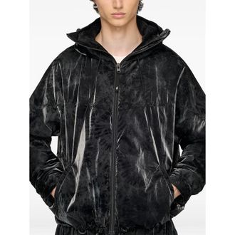adidas Marble Print Hooded Windbreaker Jacket - Black