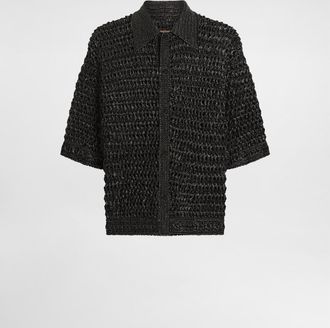 Dolce & Gabbana Gehäkeltes Hemd Aus Bast Und Viskose - Mann Strickwaren Schwarz M