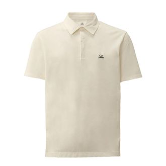 C.P. Company C.p. Company, Homme, Tops, Blanc, Taille: 2XL Polo Blanc Coton Stretch Piqu&eacute;