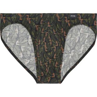HOM Homme Slip Micro Confort Vizzavona Briefs, Imprimé Camouflage Végétal Revisité Kaki, Gris Et Orange, M EU