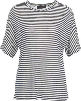 Peuterey Femme, Tops, Bleu, Taille: 36 FR T-shirt Ray&eacute; Bleu avec Col Rond