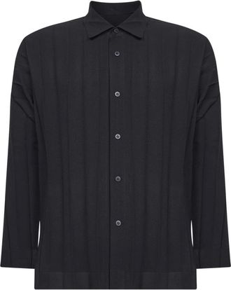 Issey Miyake Homme, Chemises, Noir, Taille: XL Pleated Shirt