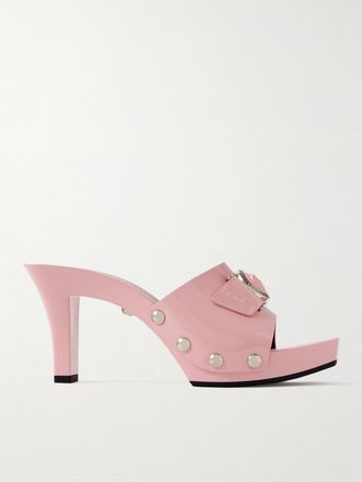 Versace Mules En Cuir Verni &Agrave; Ornements - Rose