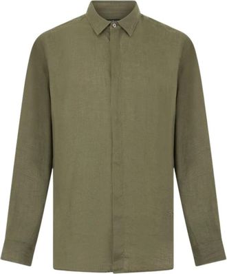 Roberto Cavalli Homme, Chemises, Vert, Taille: 2XL Chemise en lin vert militaire