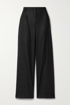 Interior Pantalon Droit En Serge De Laine À Plis The Ren - Noir