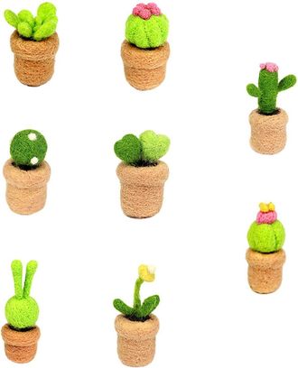 Cabilock 8 St&uuml;ck Teiliges Nadelfilz Starter Kit f&uuml;r Anf&auml;nger Mini DIY Kaktus Bastelset aus Wolle Lebendige Deko und Handarbeitsmaterial f&uuml;r Kreative Filzprojek