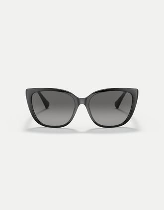 Ralph Lauren lunettes de soleil papillon avec verre polaris&eacute; gris en noir brillant