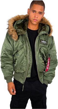Alpha Industries 45P Hooded Bomberjacke für Herren Sage-Green
