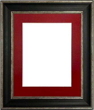 Frames by Post Scandi Bilderrahmen, mit rotem Passepartout, 25,4 x 20,3 cm, Bildgröße A5, Schwarz / silberfarben
