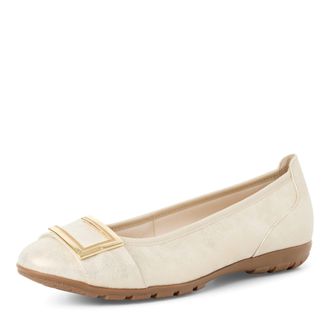 Marco Tozzi Damen Ballerinas mit Zierschnalle Elegant, Cremefarben (Dune metallic), 37 EU