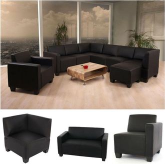 Mendler Mendler - Canapé-élément Lyon, élément central, modulable, simili-cuir, noir