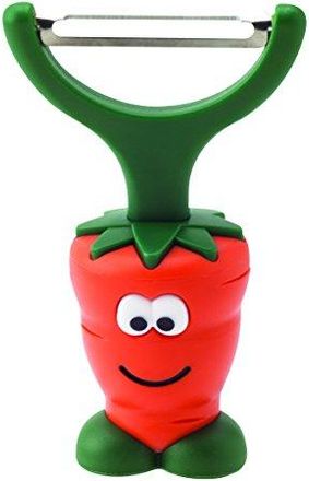 Joie Kitchen Gadget Sparschäler Karotte aus Kunststoff in der Farbe Orange-Grün, Maße: ca. 3,8cm x 3,8cm x 10,5cm, 66066, Bunt