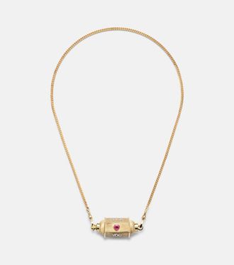 Marie Lichtenberg Halskette Love You aus 18kt Gelbgold mit Diamant und Rubin