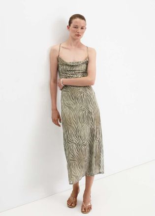 Mango Robe drap&eacute;e imprim&eacute;e z&egrave;bre gris clair/pastel - Femme - XS - MANGO