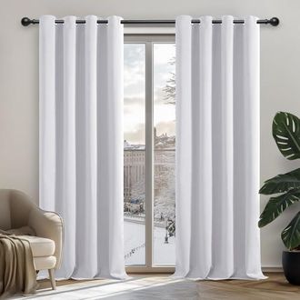 Deconovo Rideaux Occultants Isolant Thermique Anti Froid, Rideaux pour Salon et Chambre, Design Moderne &agrave; Oeillets, 140x270 CM (Largeur x Hauteur), Gris Perle,