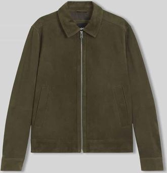 HUGO BOSS Regular Fit Lederjacke aus echtem Ziegelvelours