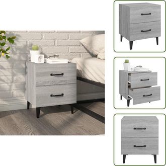 vidaXL Table de chevet Sonoma gris 40x35x47,5 cm - Table De Chevet Industrielle - Meuble De Chambre - Table Nuit - Design Industriel - Rangement Tiroir
